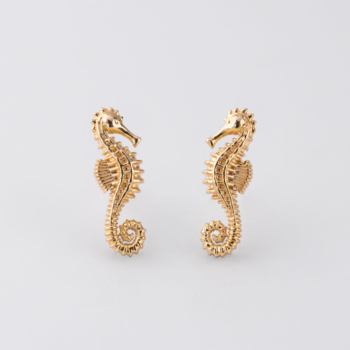 Seahorse Stud Earrings in Solid Gold – Nick Von K