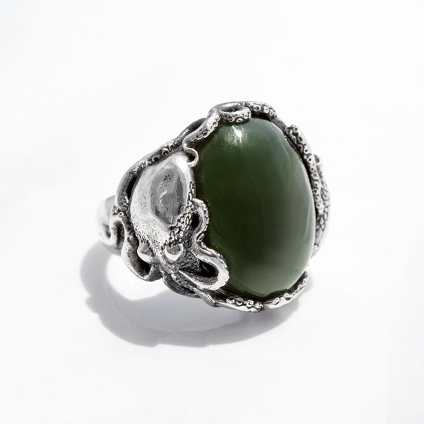 Pounamu Twin Octopus ring in Sterling Silver – Nick Von K