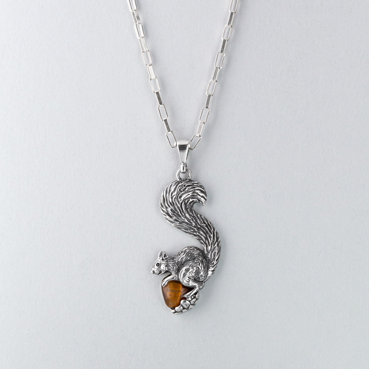 Squirrel Charm Pendant in Sterling Silver with Tigers Eye – Nick Von K